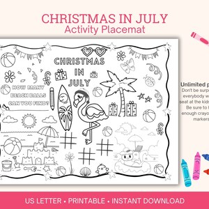 Christmas in July Printable Activity Sheet for Kids, Coloring Sheet ...