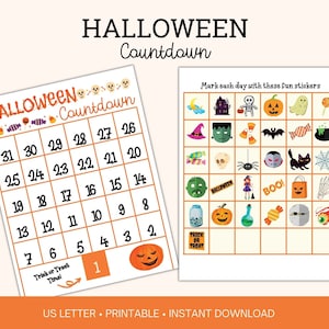 Halloween Countdown Calendar| Printable Halloween Advent Calendar With ...