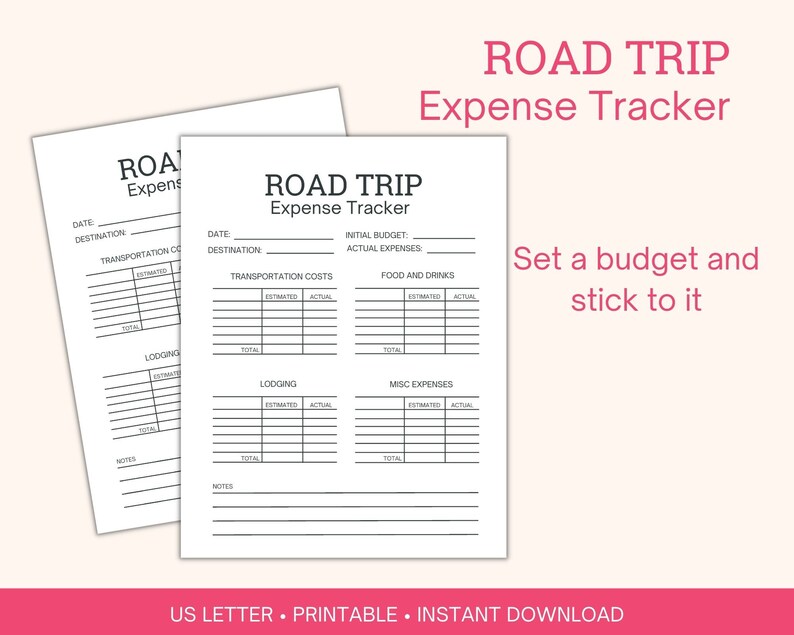 Road Trip Printable Expense Tracker, Family Road Trip Planner, Road ...