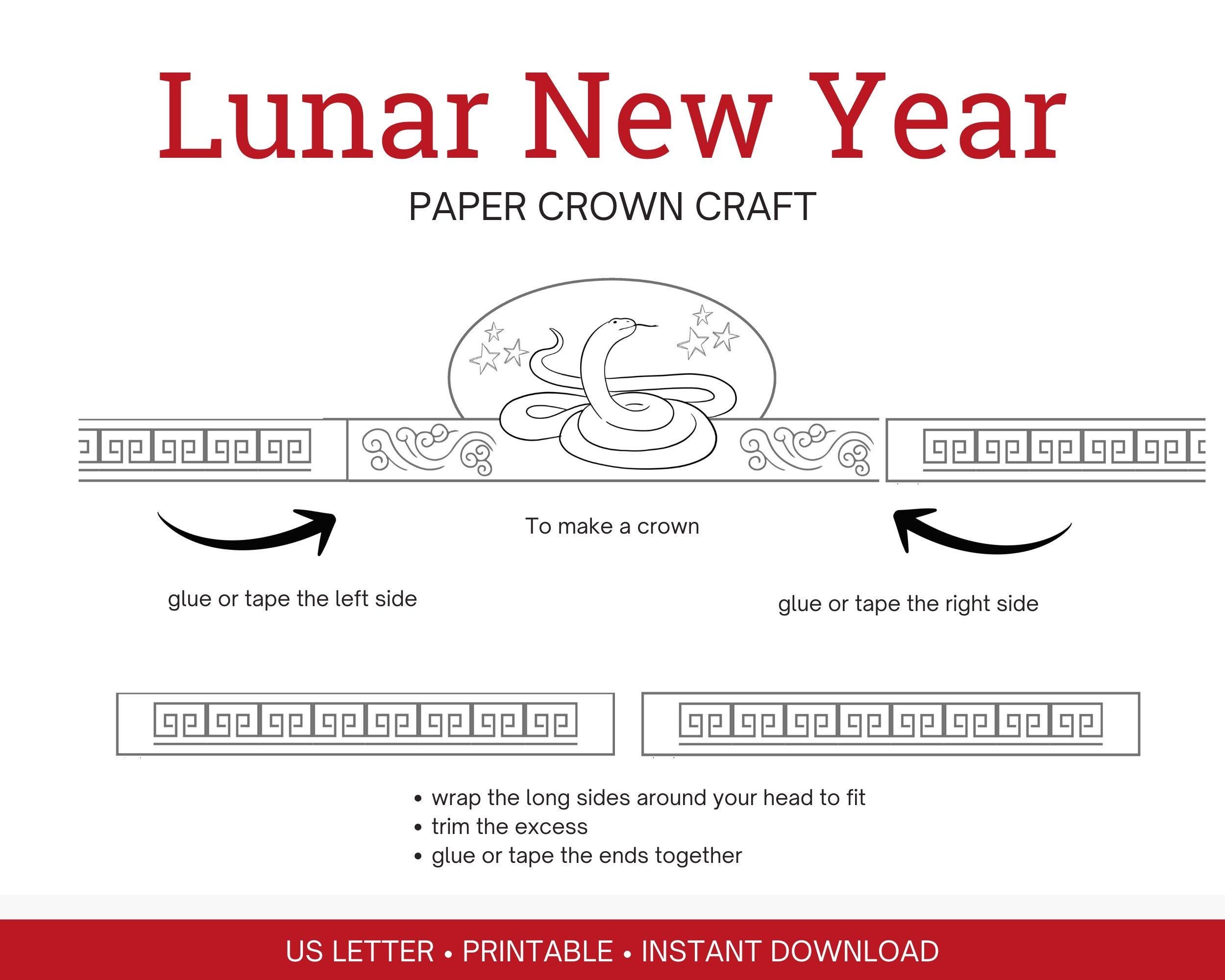 Lunar New Year, Printable Paper Crown Craft for Kids, Coloring Crown ...