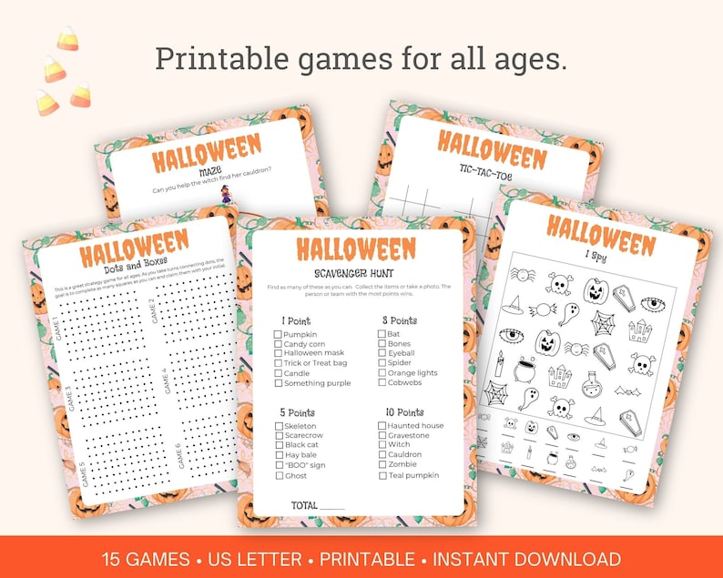 Halloween Printable Games for Kids | Halloween Games Bundle | Halloween ...