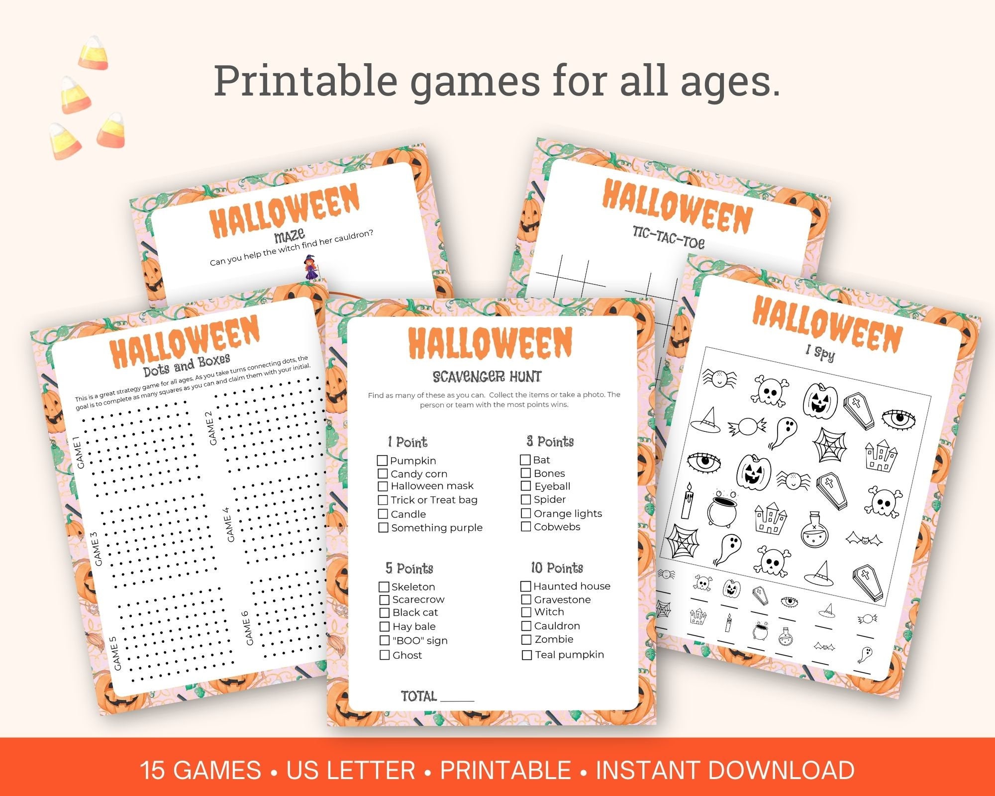 Halloween Printable Games for Kids | Halloween Games Bundle | Halloween ...