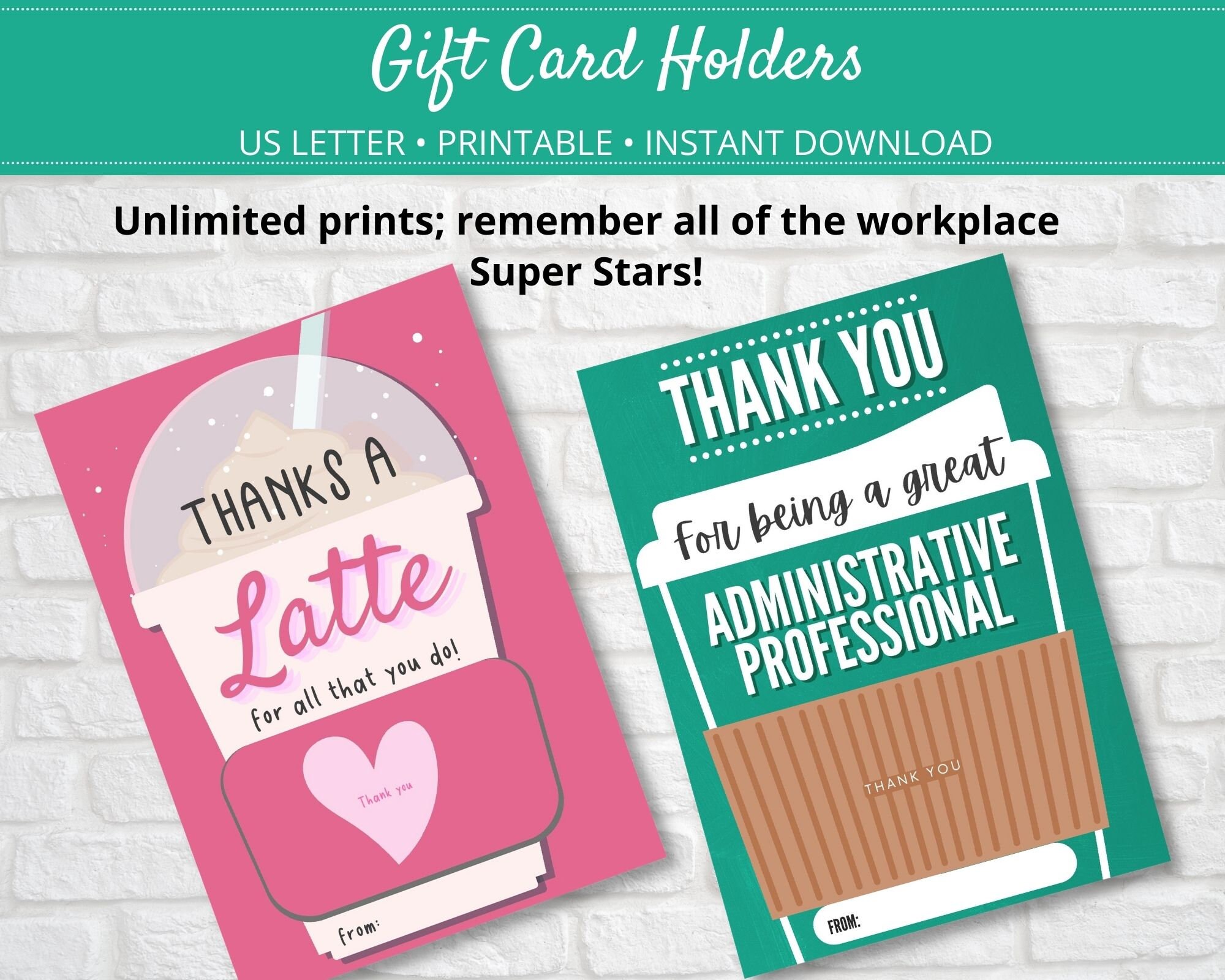 Administrative Professional Printable Gift Card Holder for Employee ...