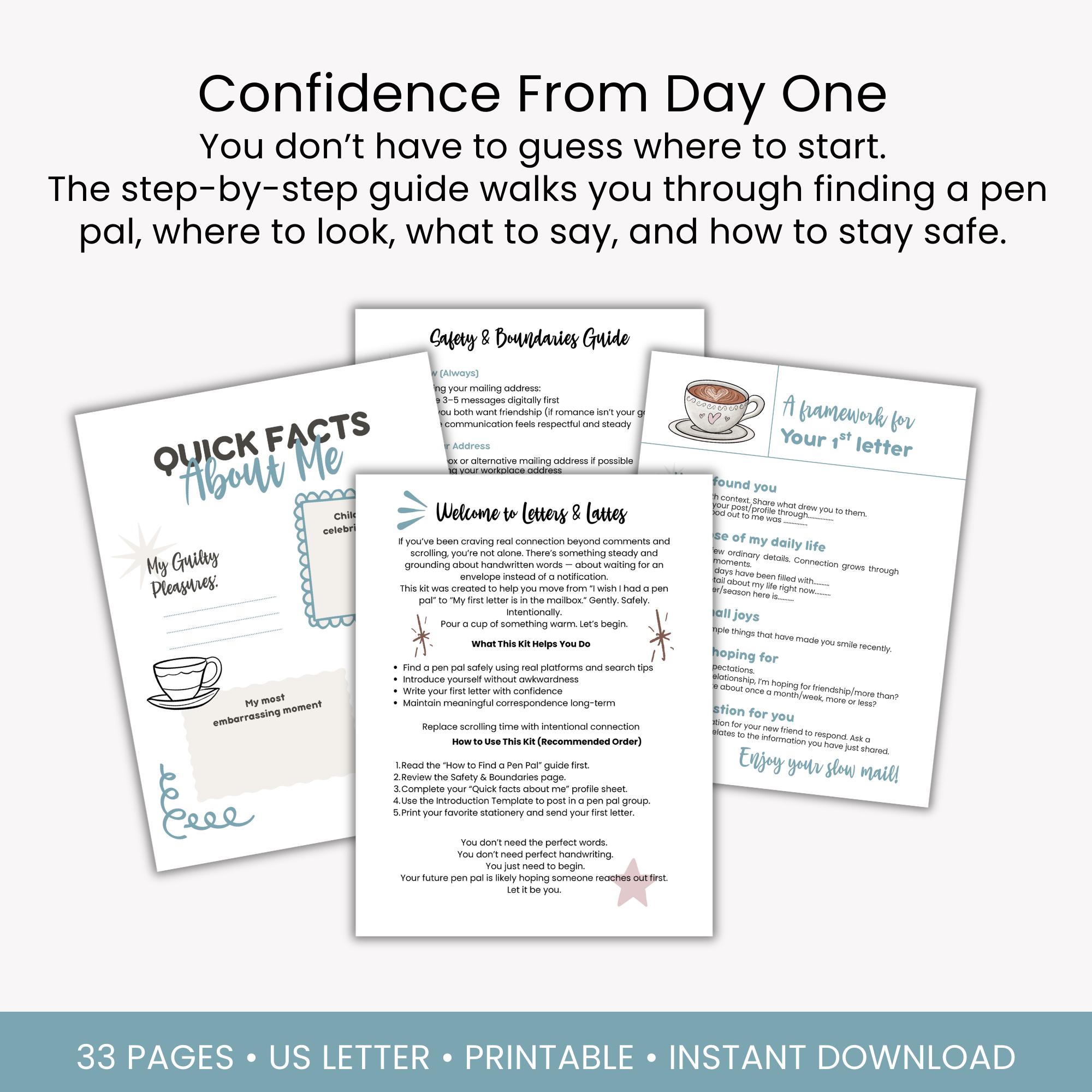 Pen Pal Printable Starter Kit, Stationery Bundle for Letter Writing - Etsy