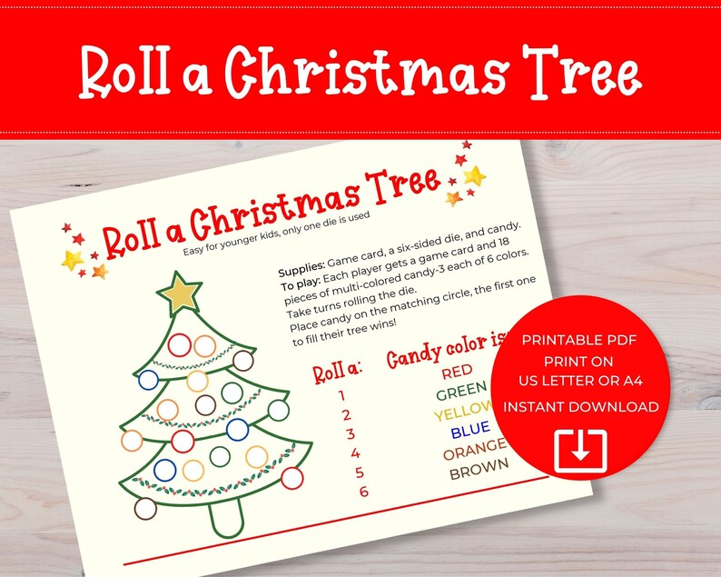 Christmas Games, Roll a Christmas Tree Printable Game for Kids - Etsy