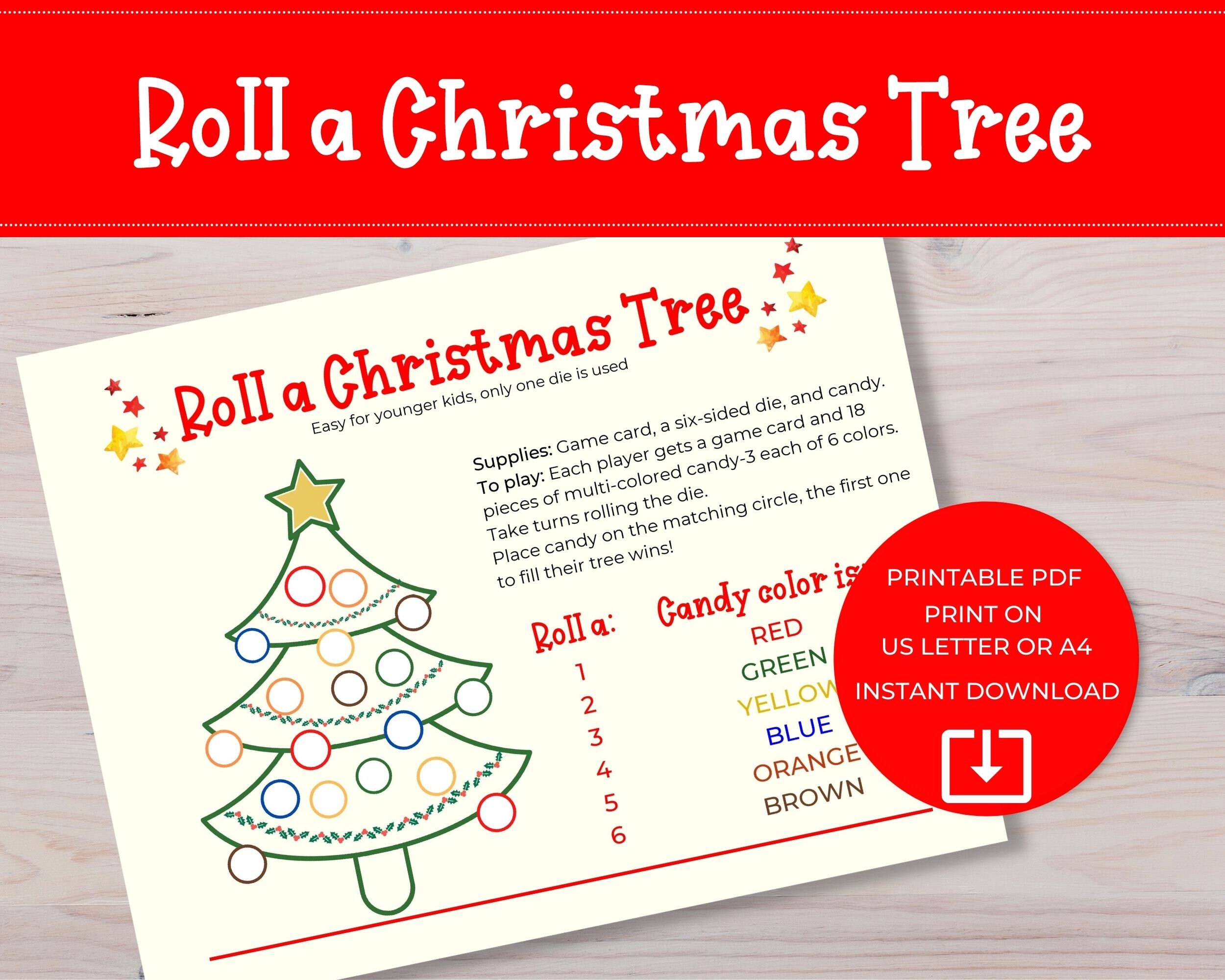Christmas Games, Roll a Christmas Tree Printable Game for Kids - Etsy
