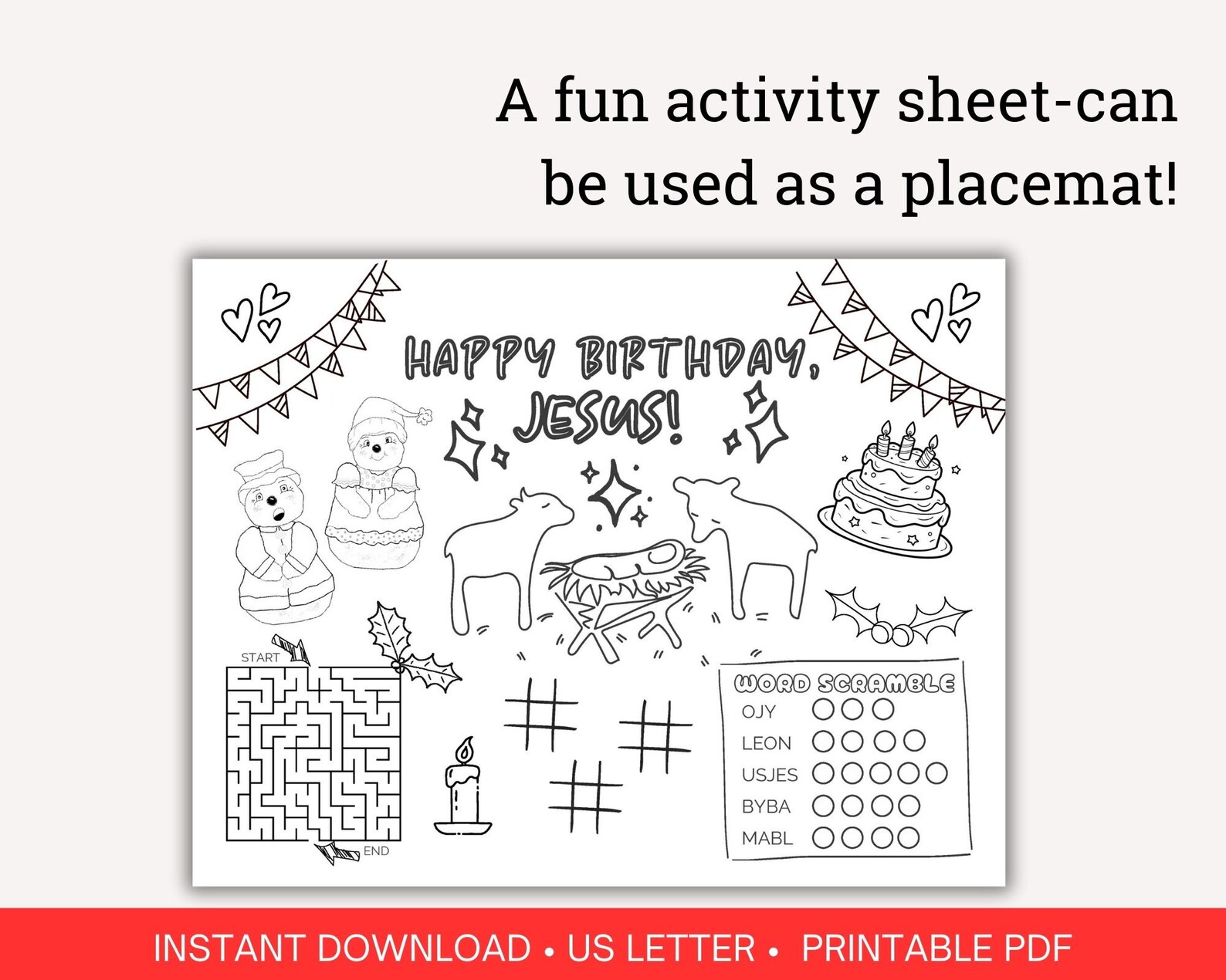 Happy Birthday Jesus Activity Sheet Printable, Jesus Printable Craft ...