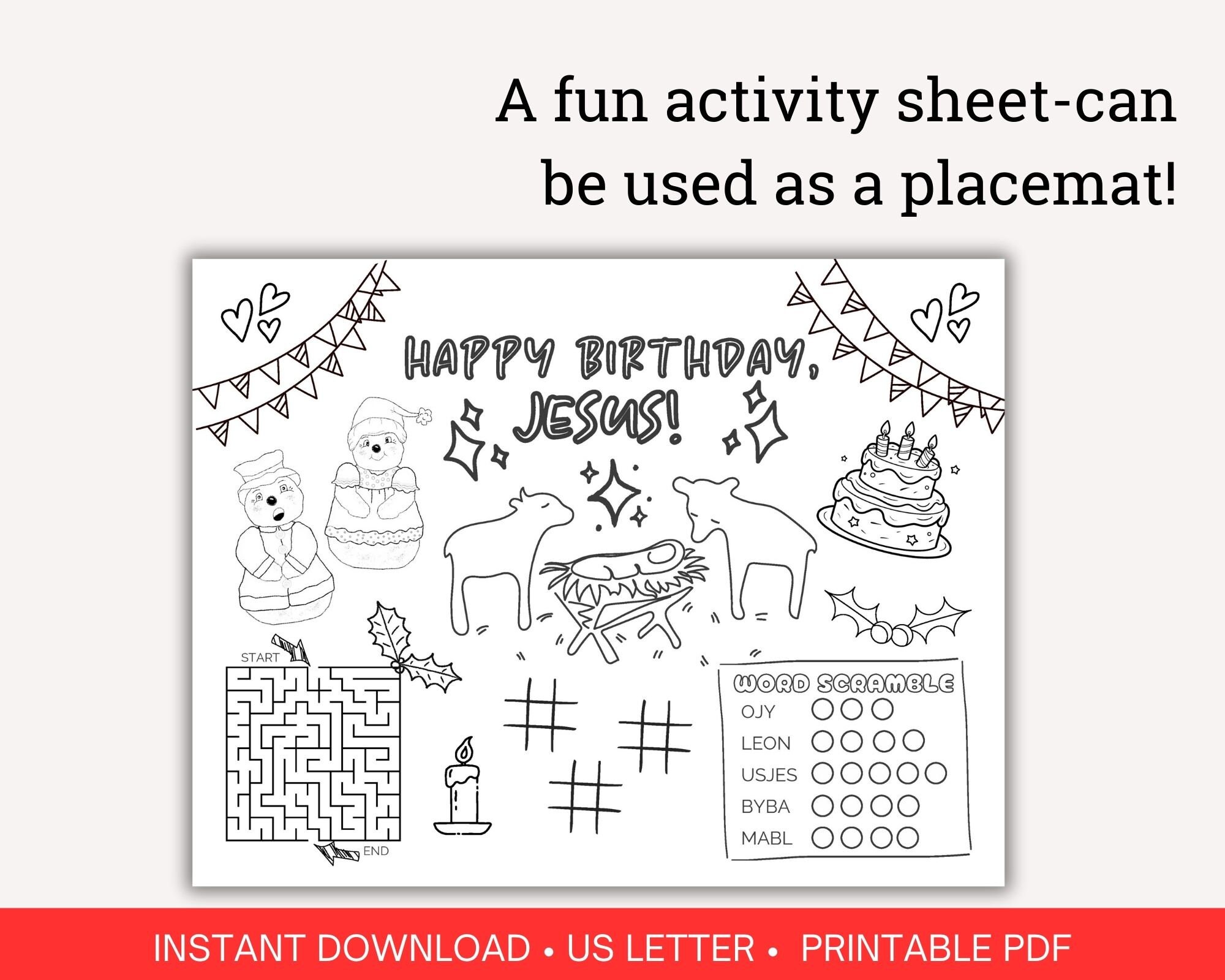 Happy Birthday Jesus Activity Sheet, Christmas Craft (PDF) - Etsy