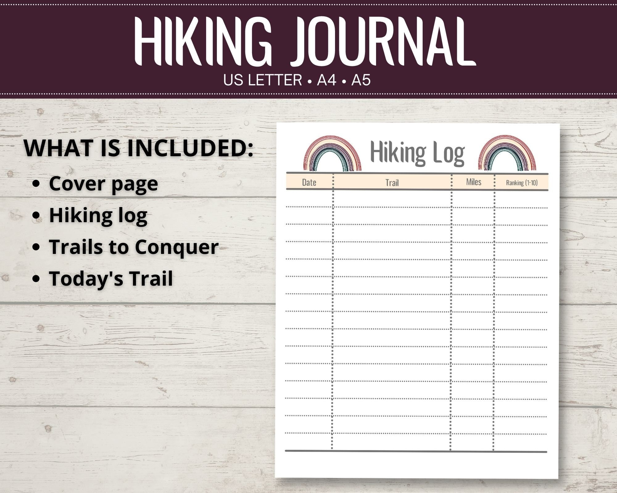 Hiking, Backpacking Printable Journal - Etsy