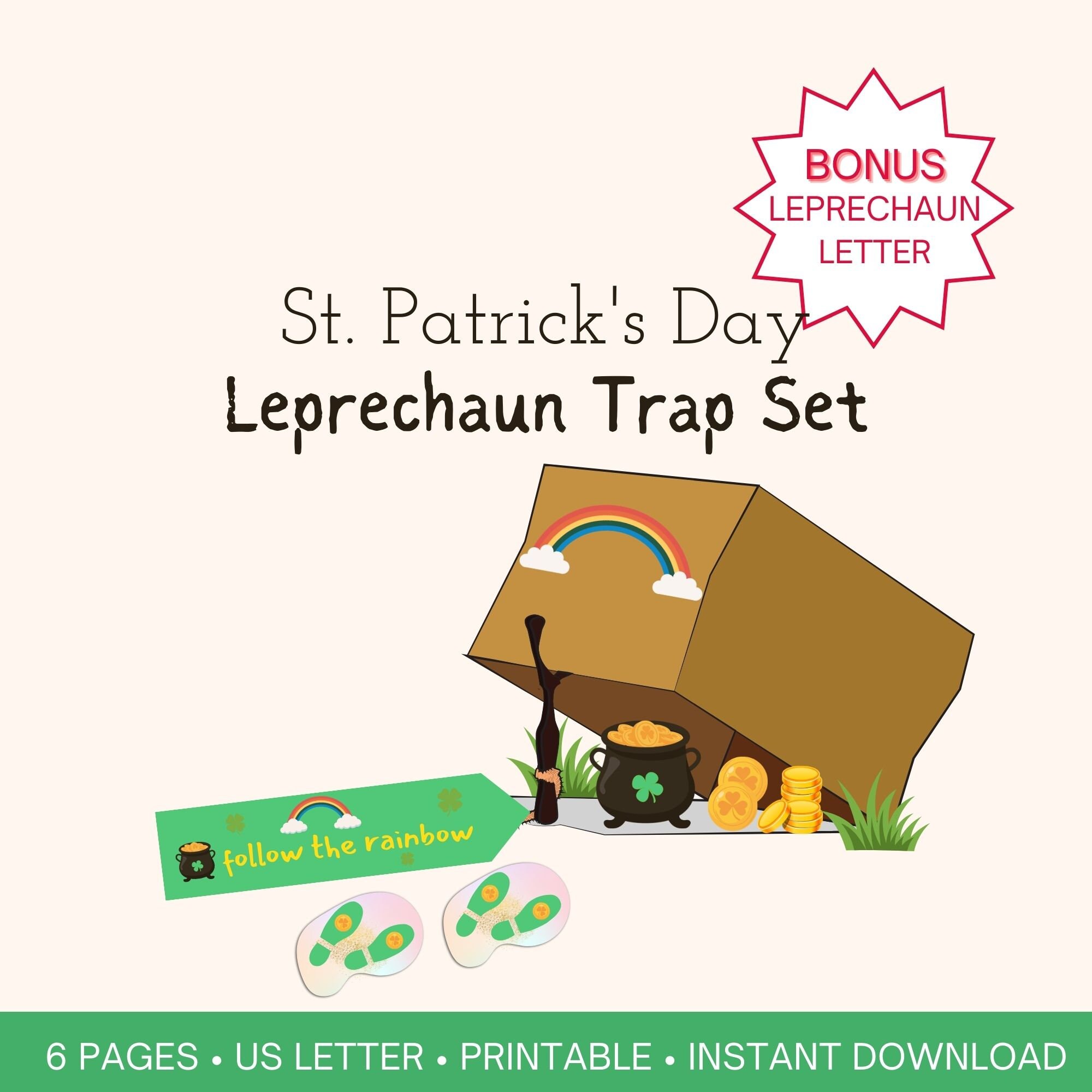 Leprechaun Trap Printable, Leprechaun Trap Kit for Kids, St Patrick's ...