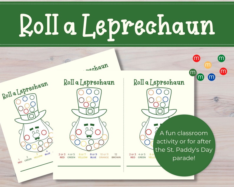 Roll a Leprechaun Printable Game St. Patrick's Day Activities ...