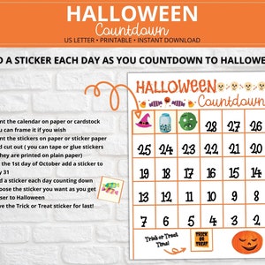 Halloween Countdown Calendar Printable Halloween Advent - Etsy