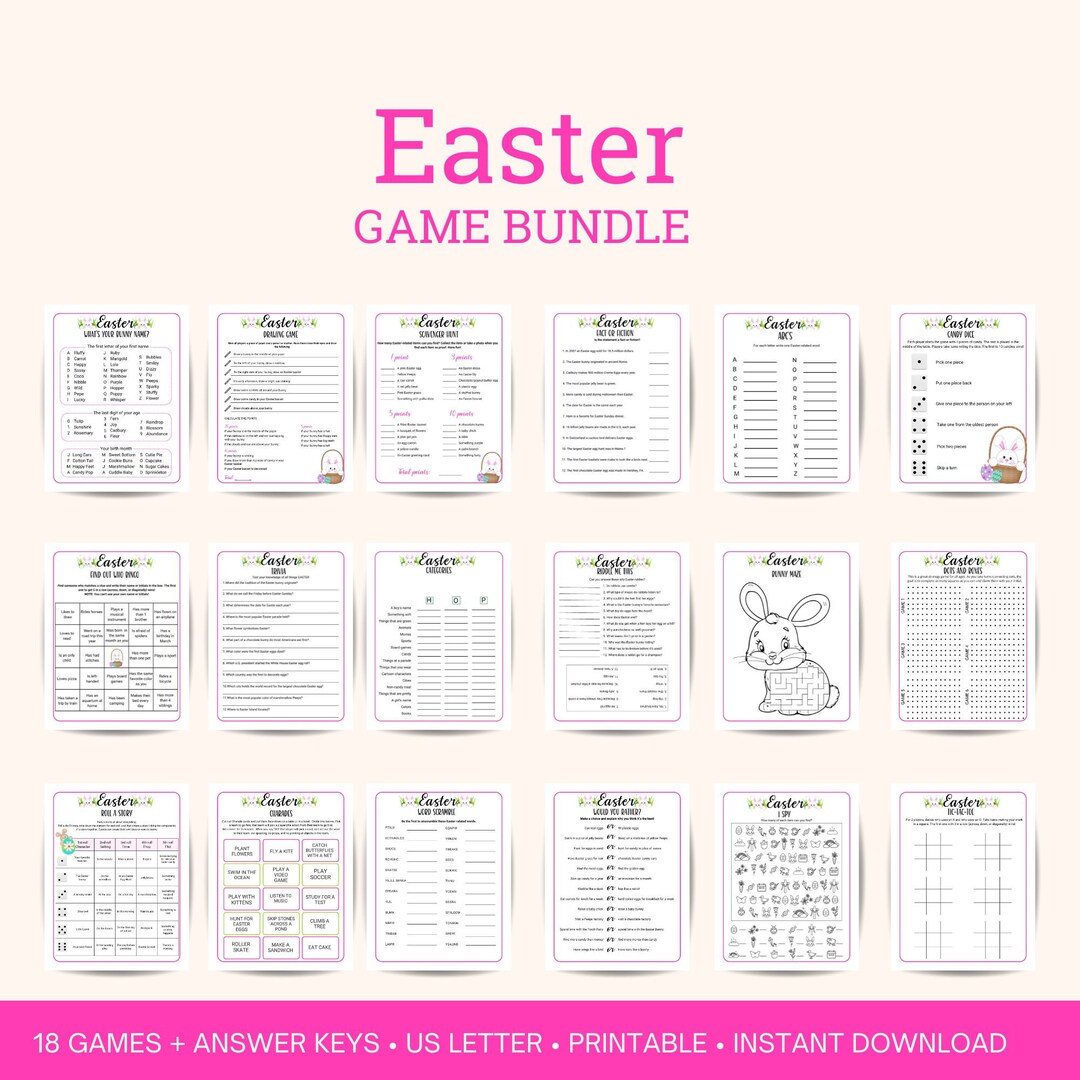 Easter Printable Games Bundle for Kids, Family Games, Classroom Games ...