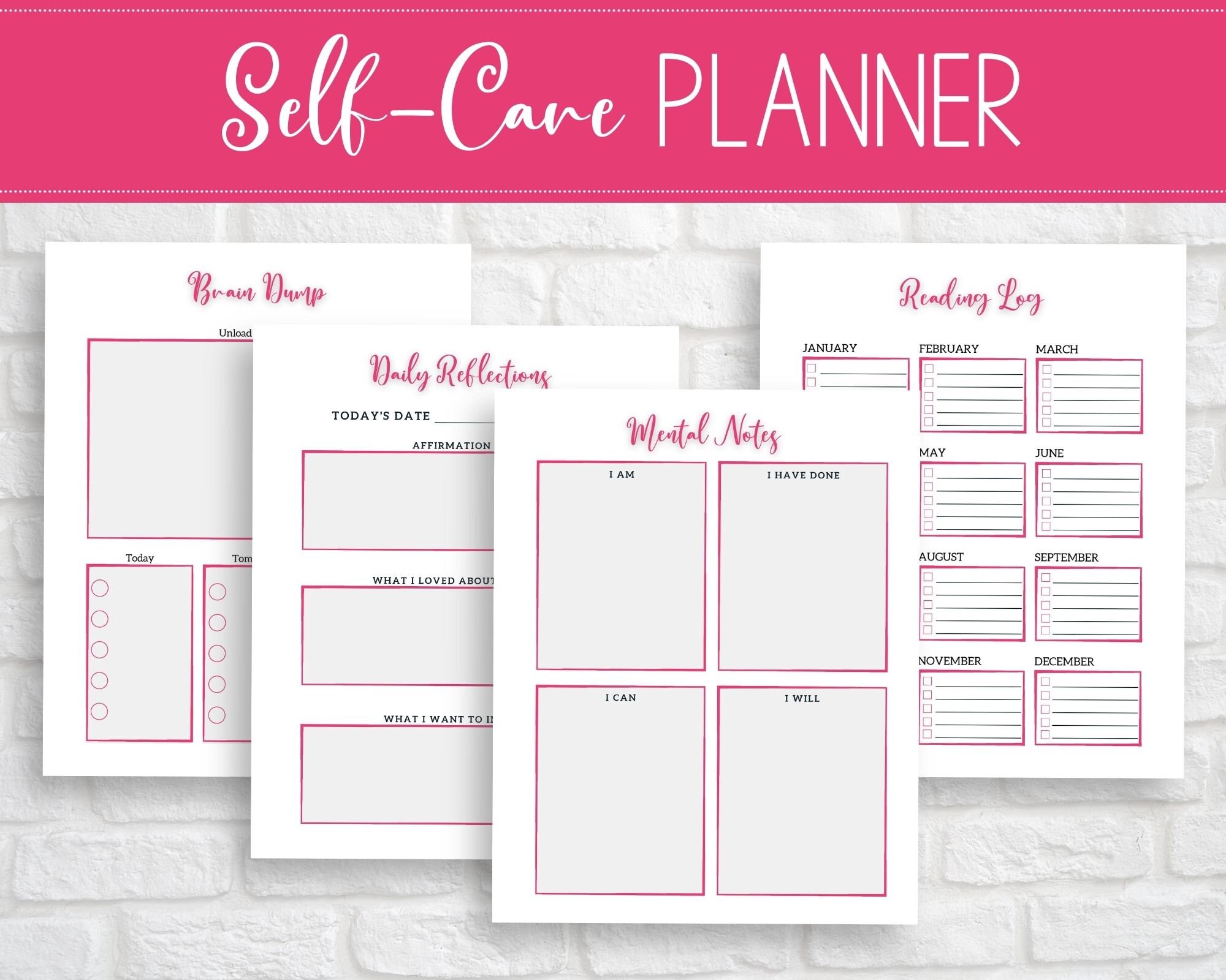 Self-care Planner Printable Bundle, Self-care Workbook, Habit Tracker ...