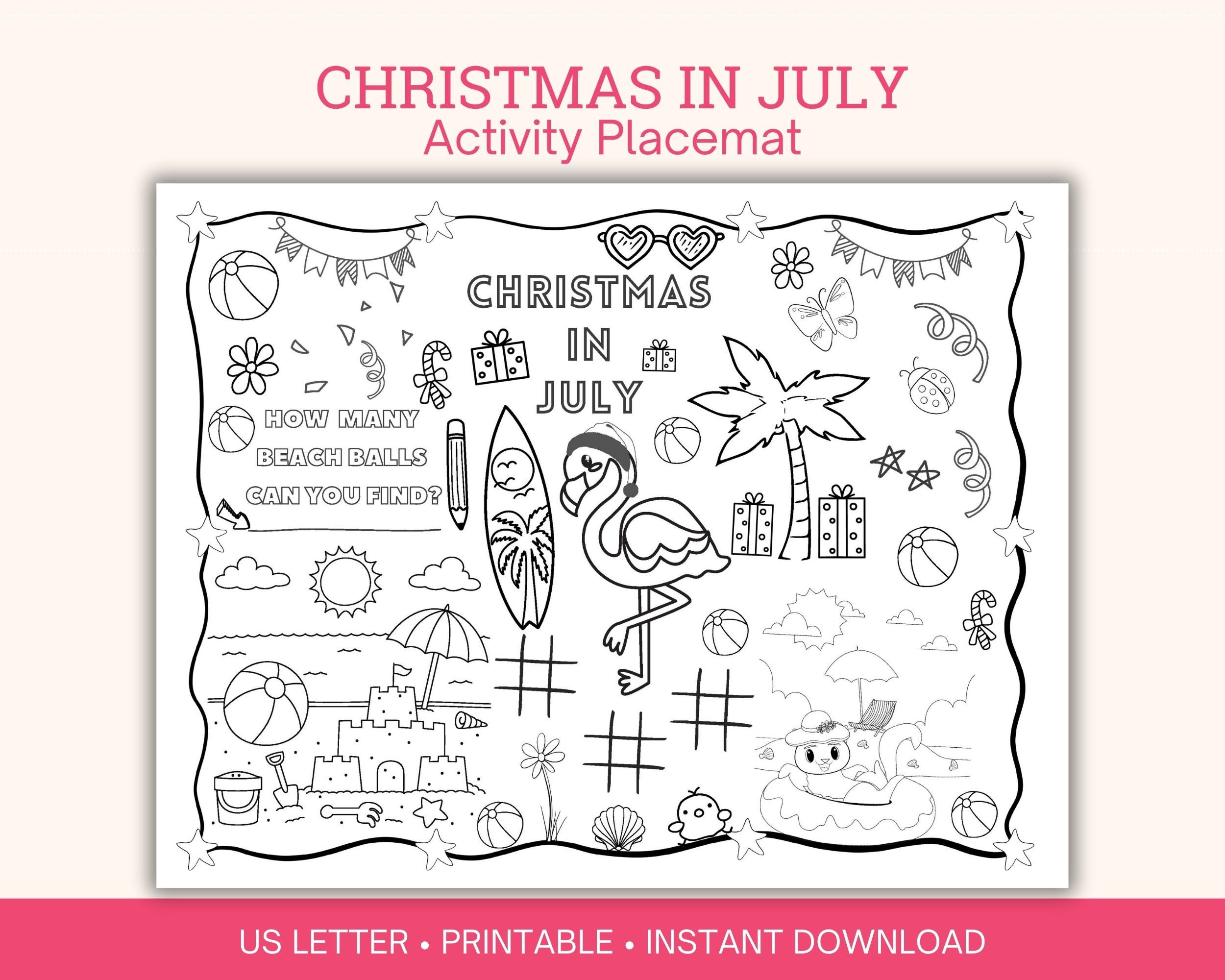 Christmas in July Printable Activity Sheet for Kids, Coloring Sheet ...