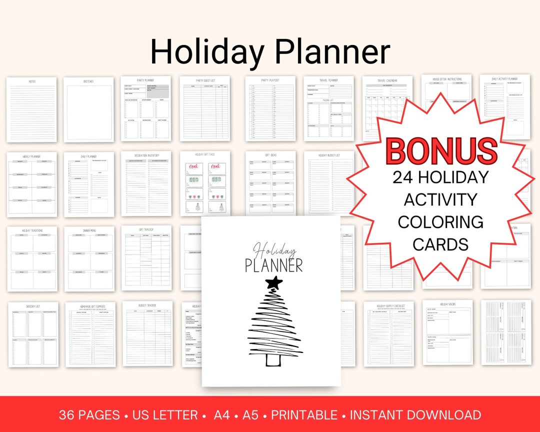 Holiday Planner Printable, Christmas Planner, Meal Planner, Holiday ...