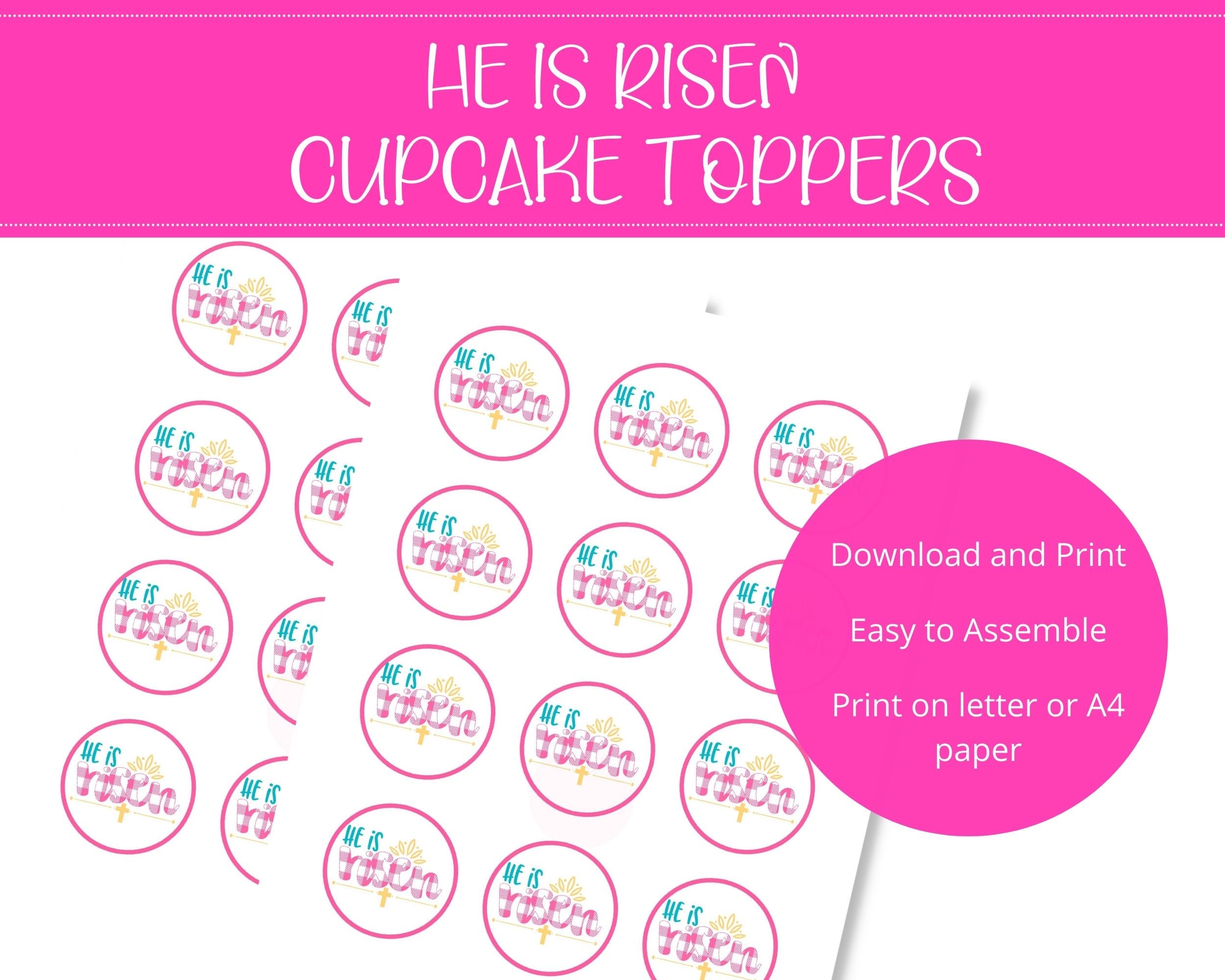 He is Risen Easter Cupcake Toppers Easter Religious Cupcake - Etsy