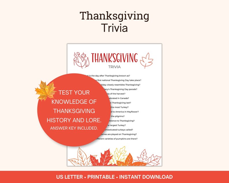 Thanksgiving Trivia Printable Game, Friendsgiving Trivia Game ...