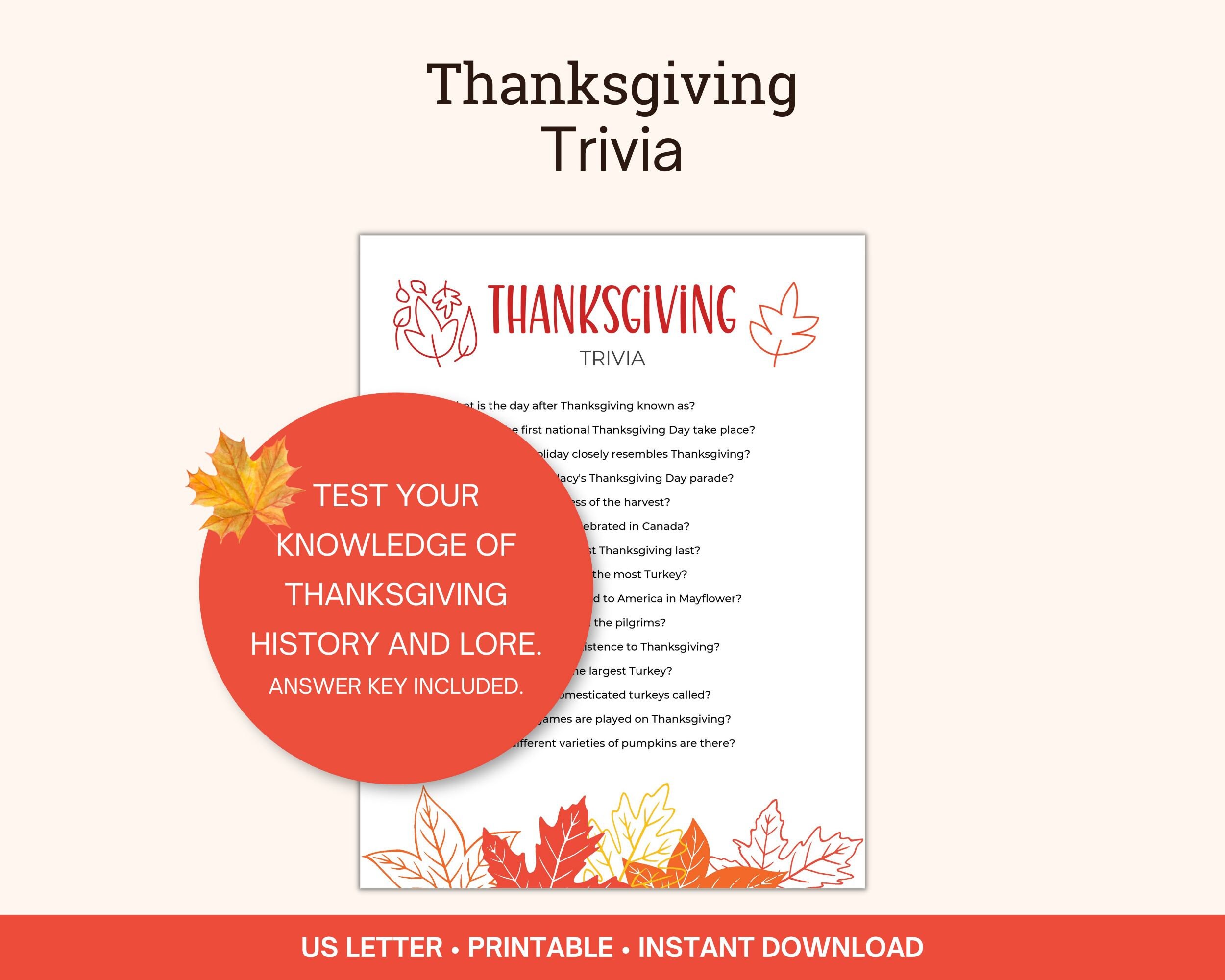 Thanksgiving Trivia Printable Game, Friendsgiving Trivia Game ...