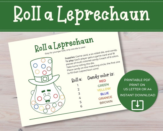Roll a Leprechaun Printable Game St. Patrick's Day | Etsy