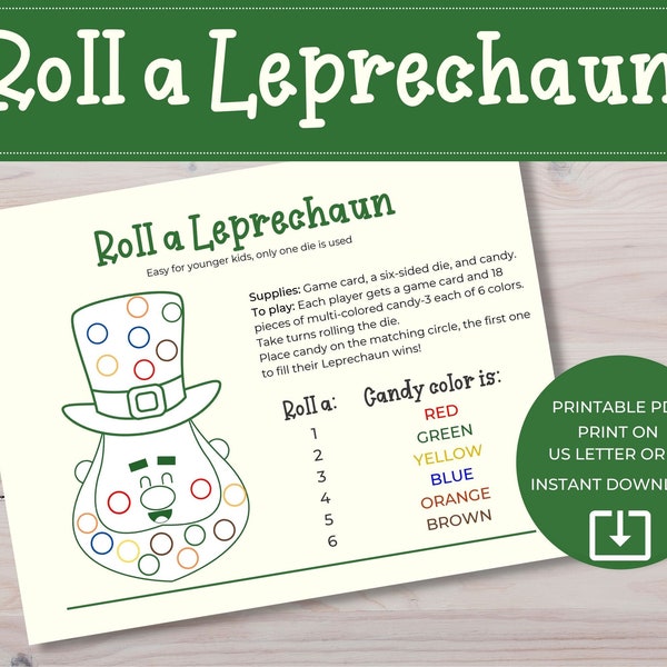 Roll a Leprechaun Printable - Etsy