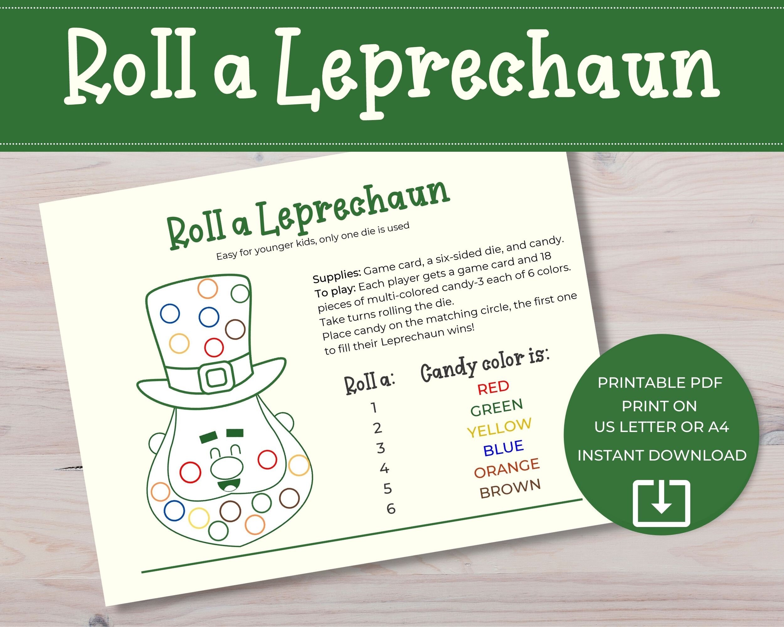 Roll a Leprechaun Printable Game St. Patrick's Day Activities ...