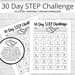 30 Day Step Challenge Printable, Fitness Challenge Printable, Walking ...