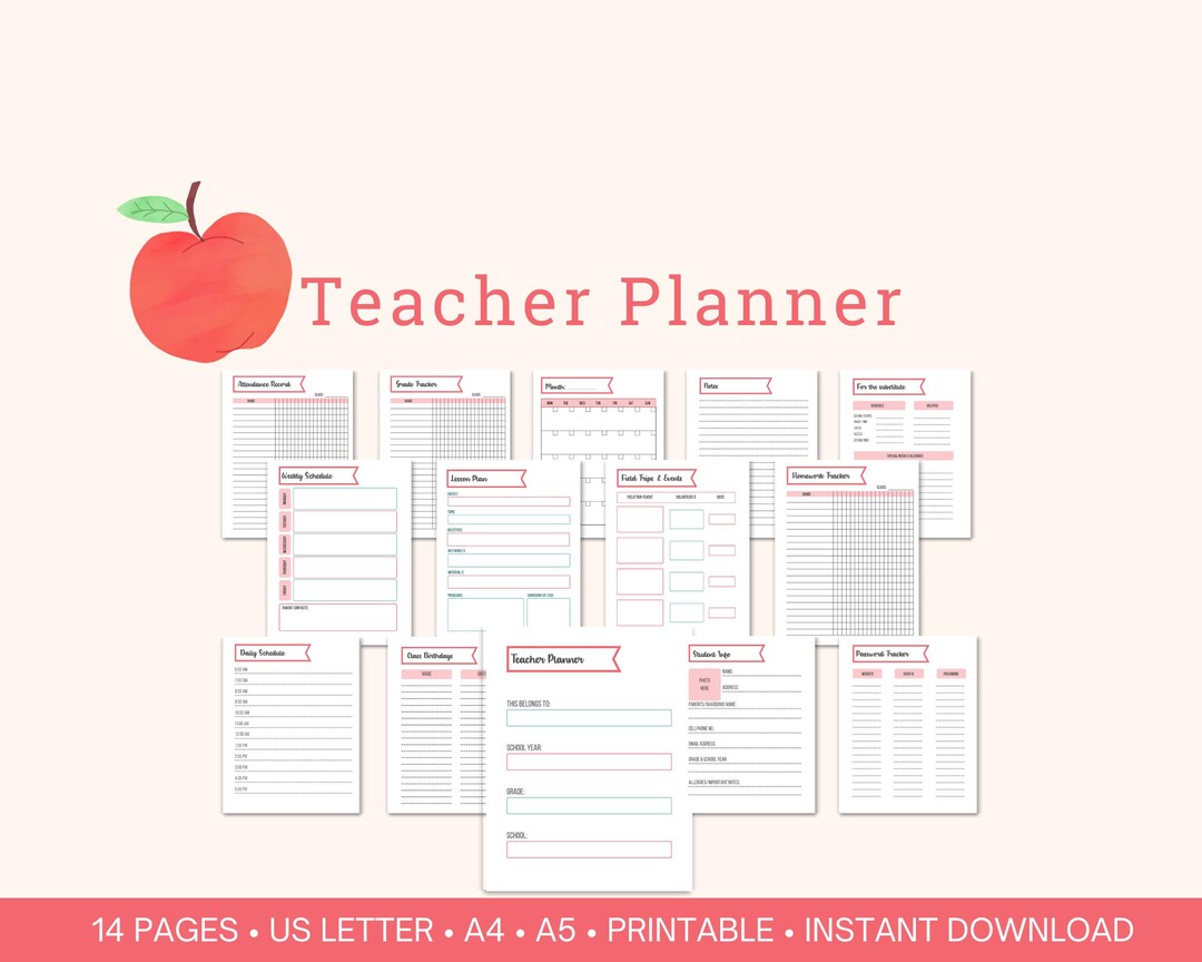 Teacher Planner PDF, 2026-2027 School Year, Printable Lesson Plans ...