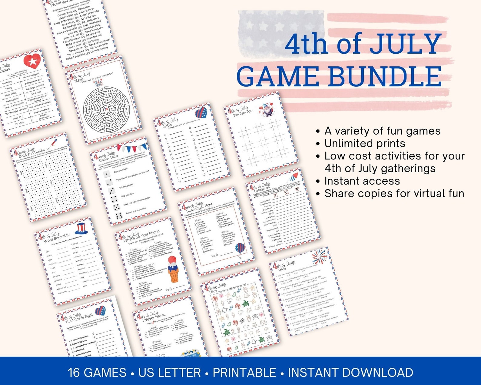 4th of July Party Games, Printable Games, Independence Day Games ...