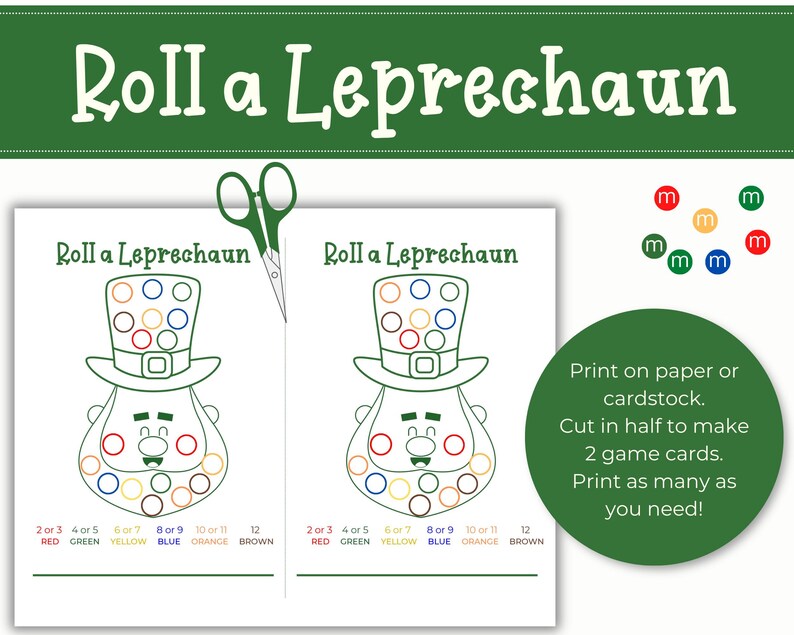 Roll a Leprechaun Game, St. Patrick's Day Classroom Activity (PDF) - Etsy