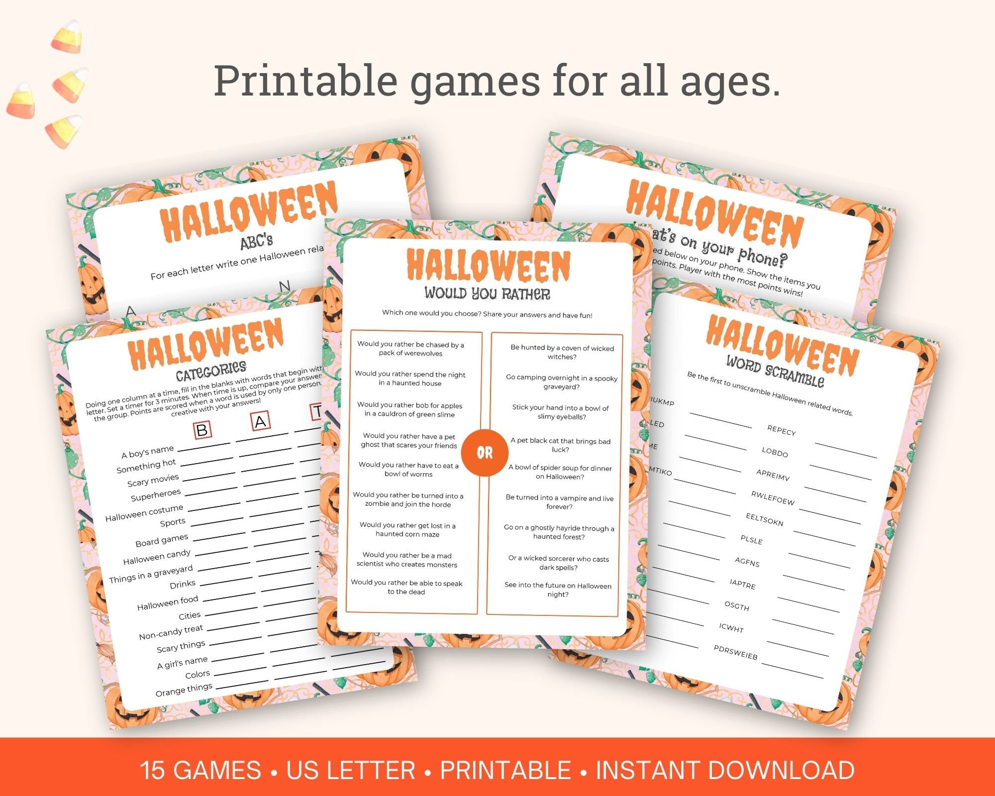 Halloween Printable Games for Kids | Halloween Games Bundle | Halloween ...