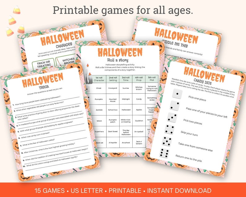 Halloween Printable Games for Kids | Halloween Games Bundle | Halloween ...