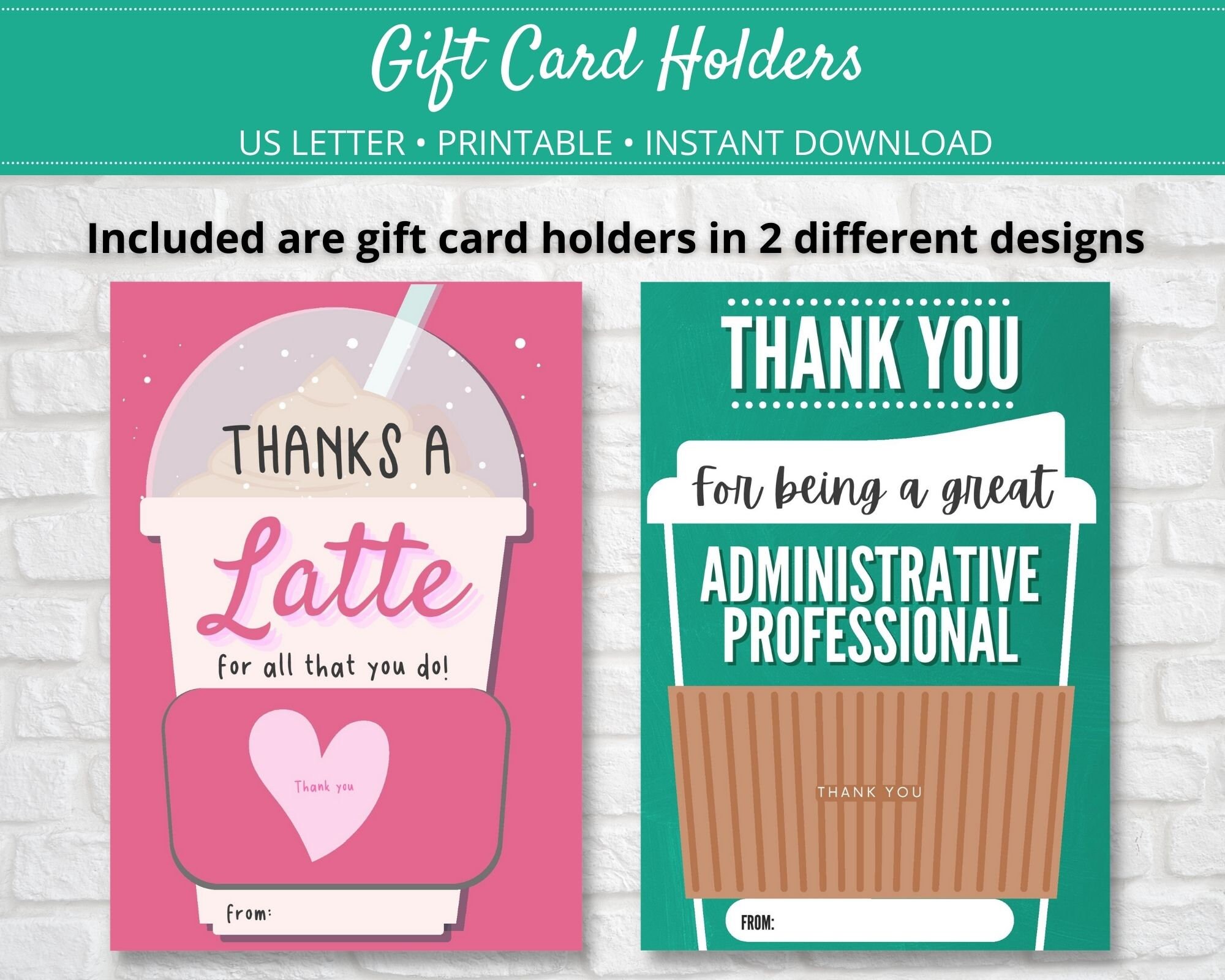 Administrative Professional Printable Gift Card Holder for Employee ...