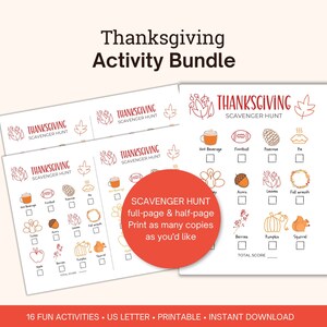 Thanksgiving Games Printable Activity Bundle (PDF) - Etsy