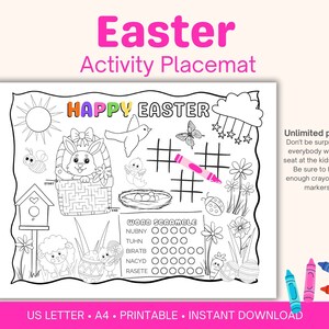 Easter Activity Placemat Printable, Easter Printable Activity for Kids ...
