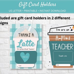 Coffee Cup Gift Card Holder Printable for Teacher Appreciation Week - Etsy