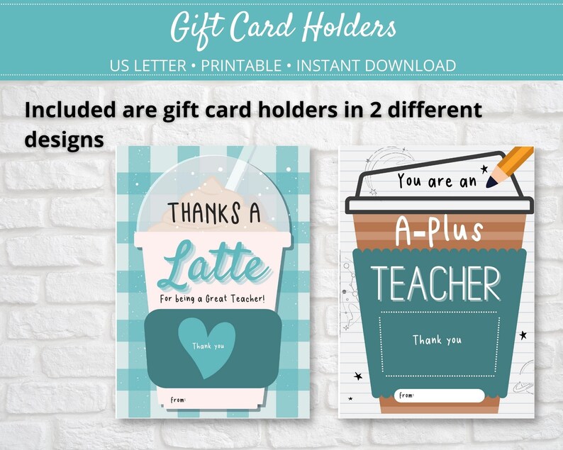 Coffee Cup Gift Card Holder Printable for Teacher Appreciation Week - Etsy