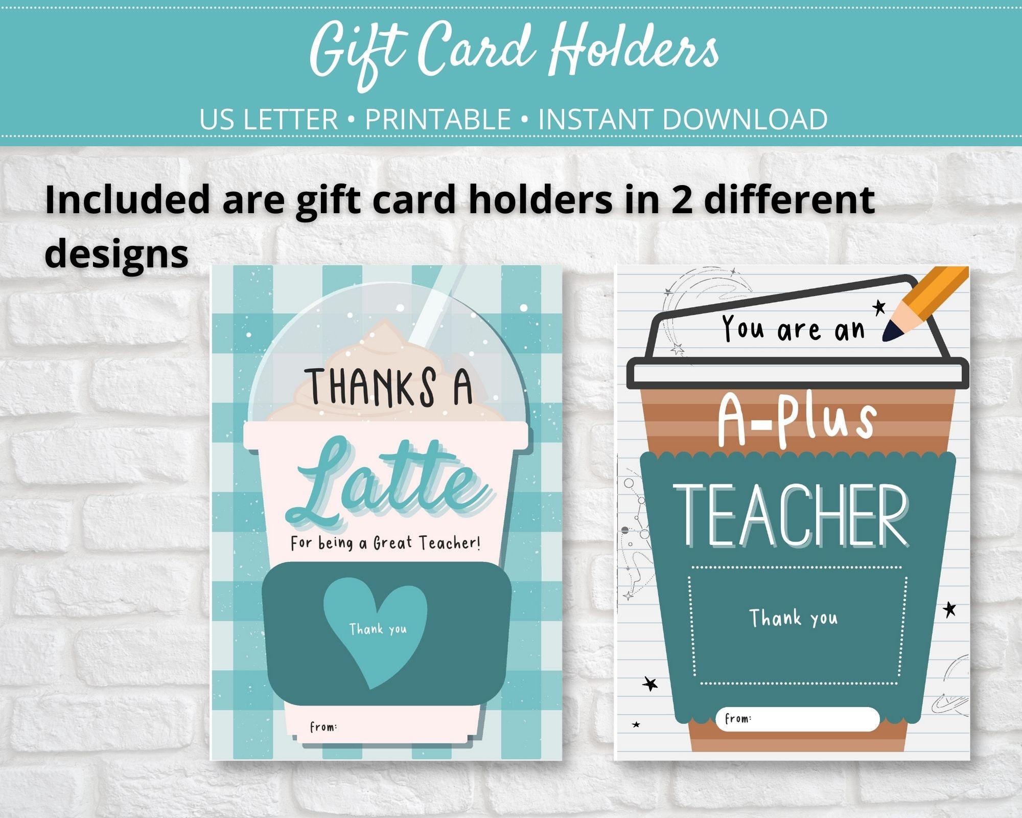 Coffee Cup Gift Card Holder Printable for Teacher Appreciation Week - Etsy
