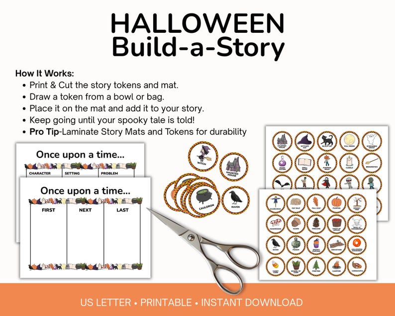 Build-a-story: Halloween Edition, Printable Kids Storytelling Activity ...