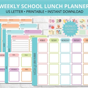 Weekly School Lunch Planner Printable Homeschool Lunch - Etsy