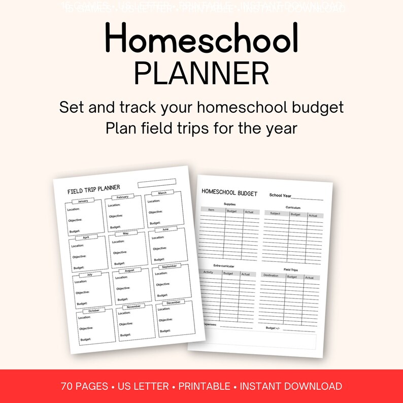 Homeschool Planner Printable, Curriculum Organizer, Planning Sheets ...