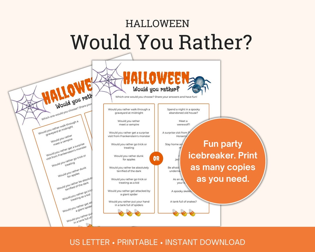 Halloween Printable Would You Rather Party Game, Halloween Party ...