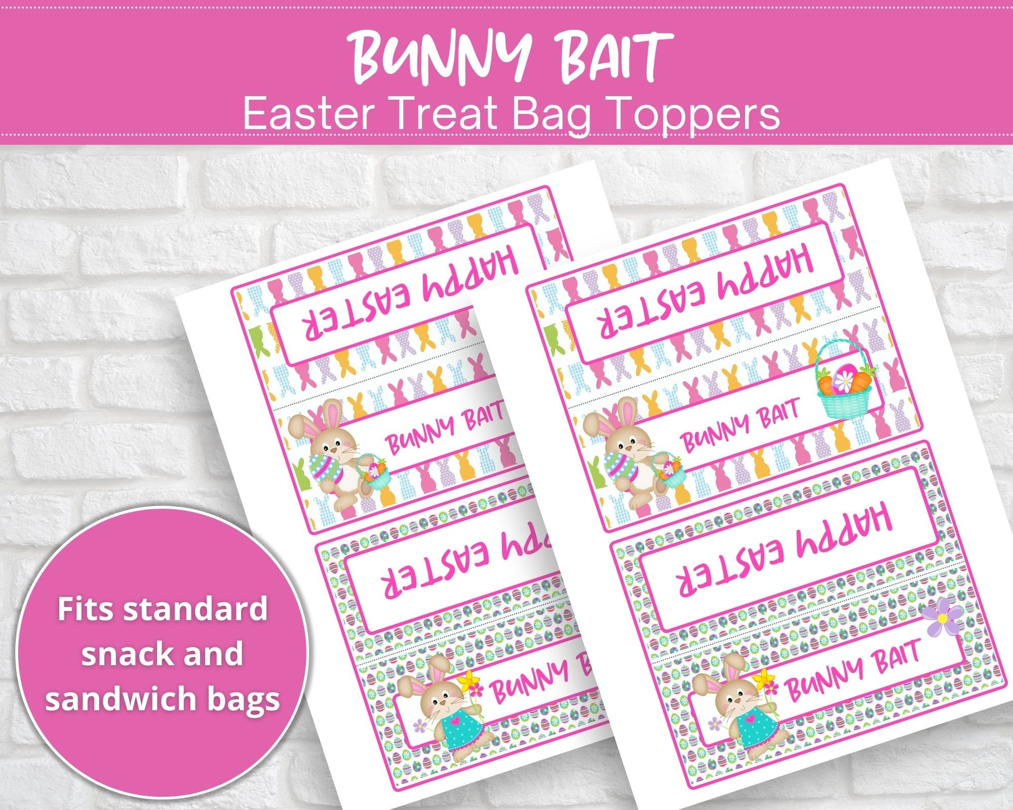 Easter Bunny Bait Treat Bag Toppers Printable, Easter Basket Stuffers ...