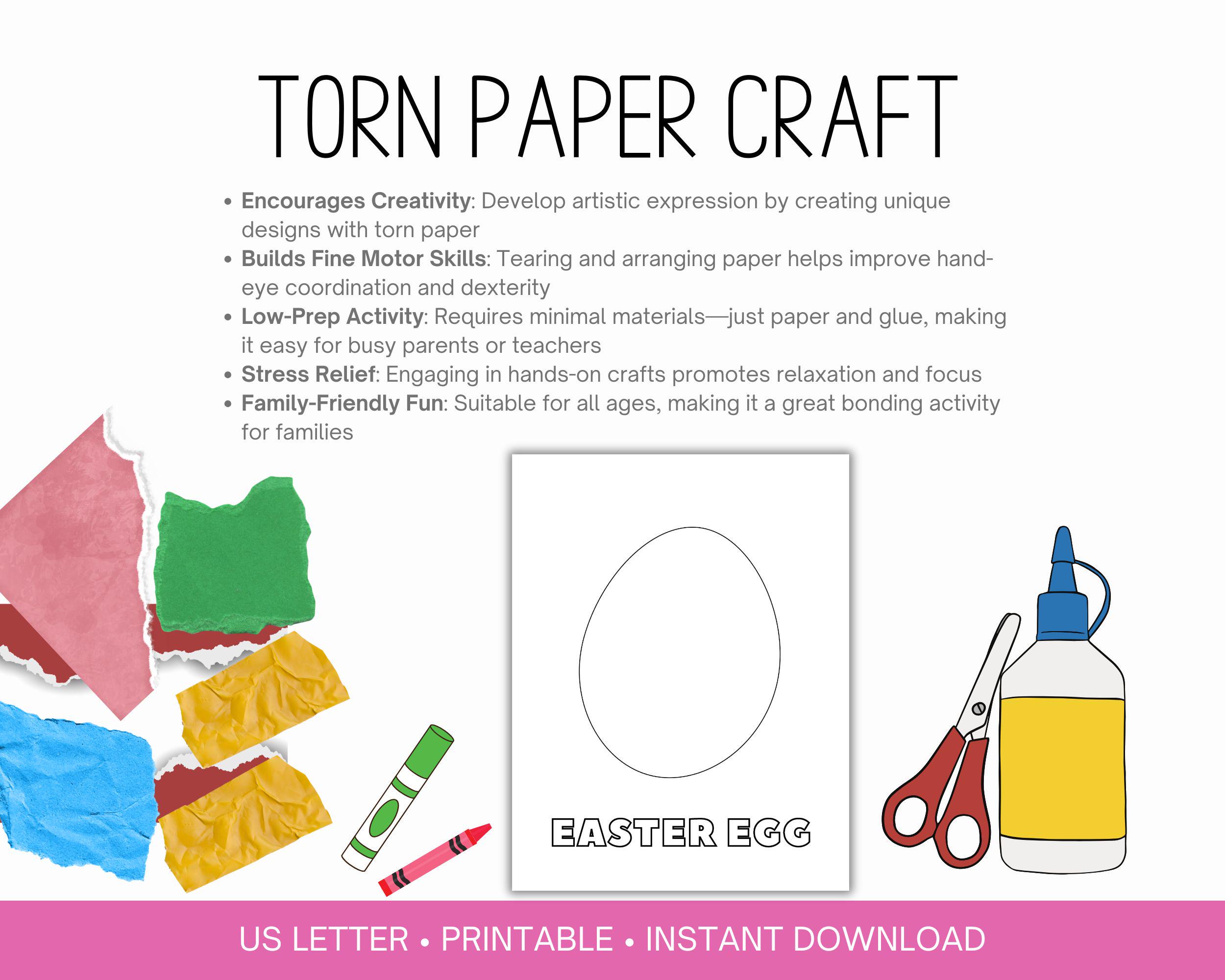 Torn Paper Craft Printable, Easter Craft for Daycare, Preschool, Sunday ...