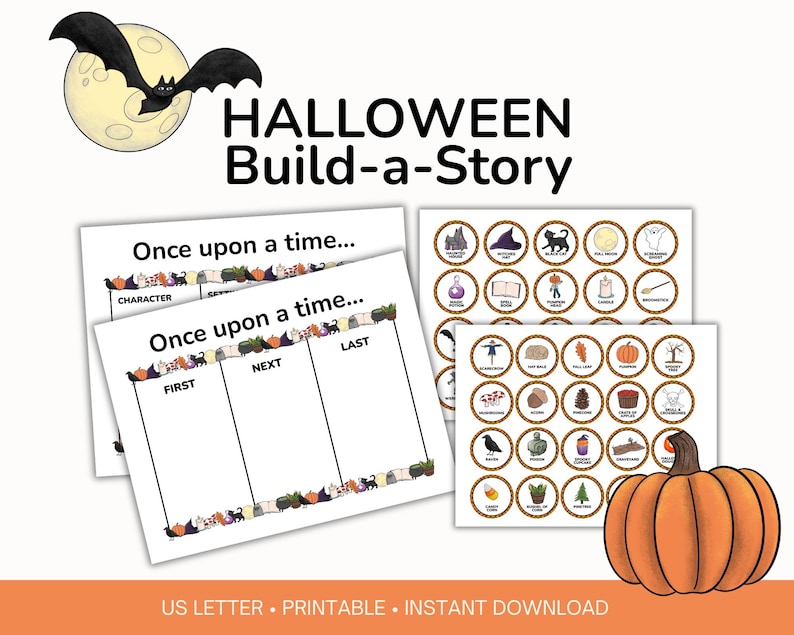 Build-a-story: Halloween Edition, Printable Kids Storytelling Activity ...