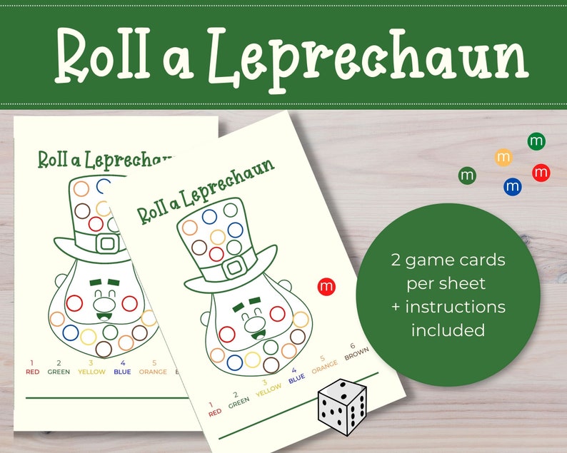 Roll a Leprechaun Printable Game St. Patrick's Day Activities ...