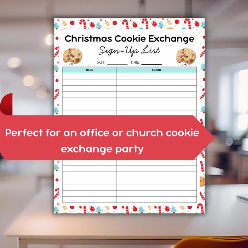 Christmas Cookie Exchange Sign-up Sheet, Printable Party Planner ...