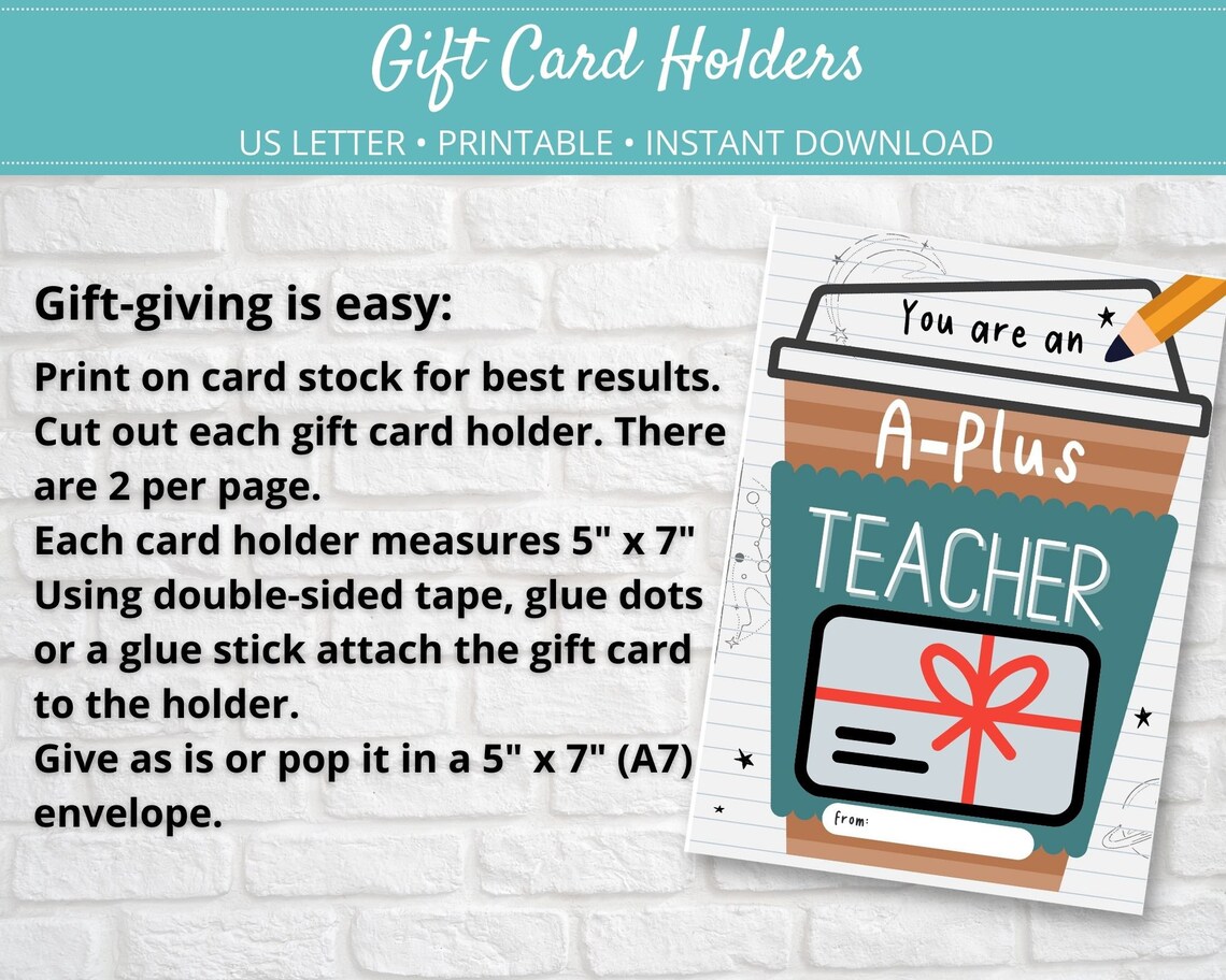 Coffee Cup Gift Card Holder Printable for Teacher Appreciation Week - Etsy