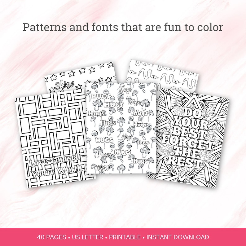 Motivational Coloring Pages, 40 Printable Pages for Adults Designed to ...