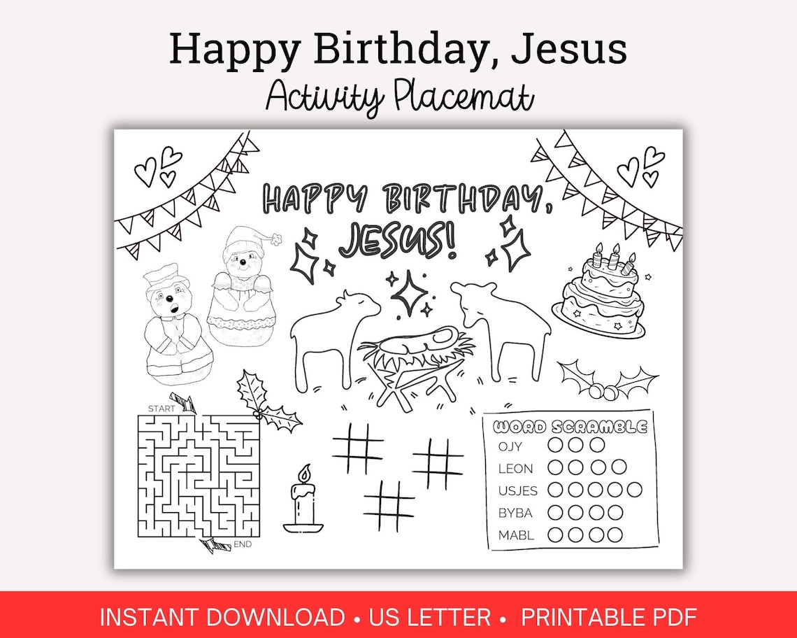 Happy Birthday Jesus Activity Sheet Printable, Jesus Printable Craft ...
